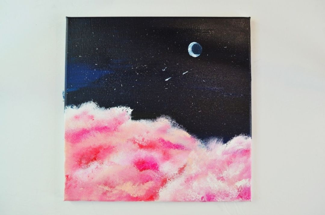 BABY HELPED ME!!! Pink Clouds Painting EASY For Beginners Colorfun Art #42 | Scrolller