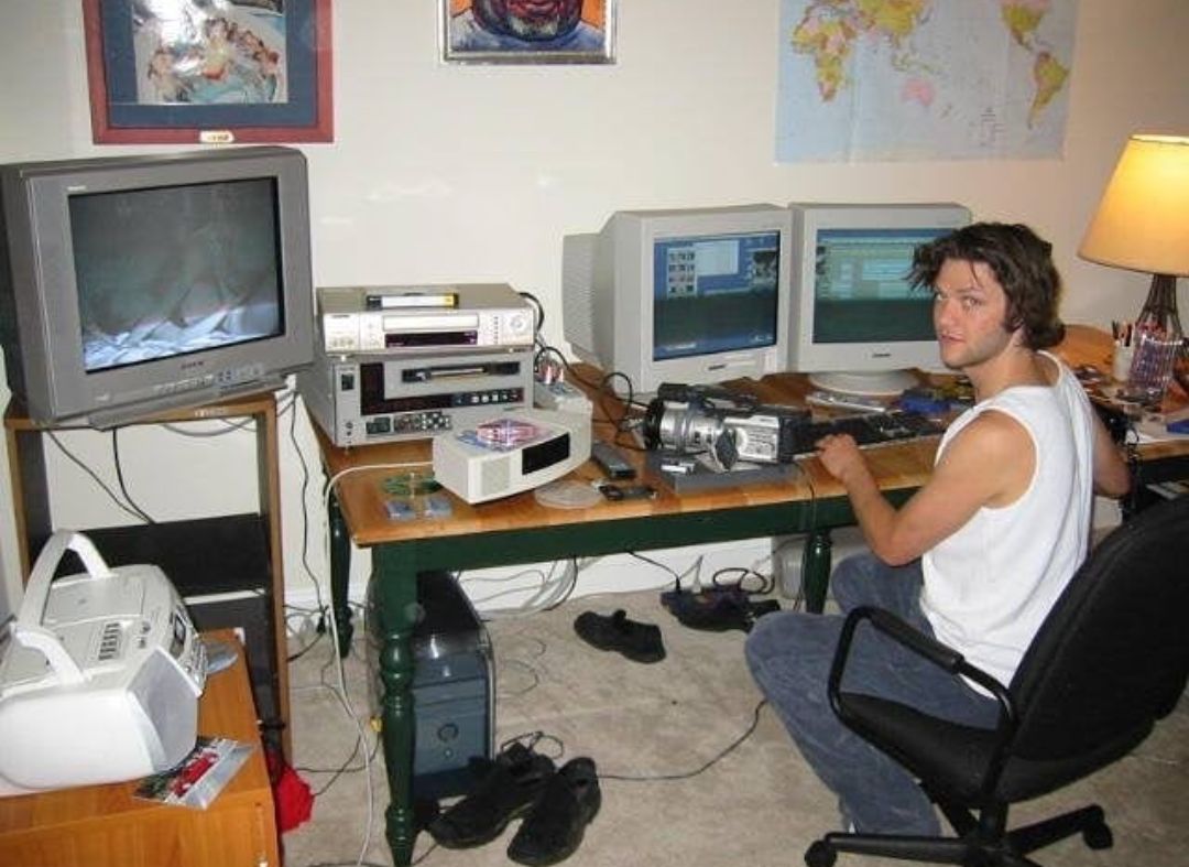 Bam Margera's old school video editing setup. | Scrolller