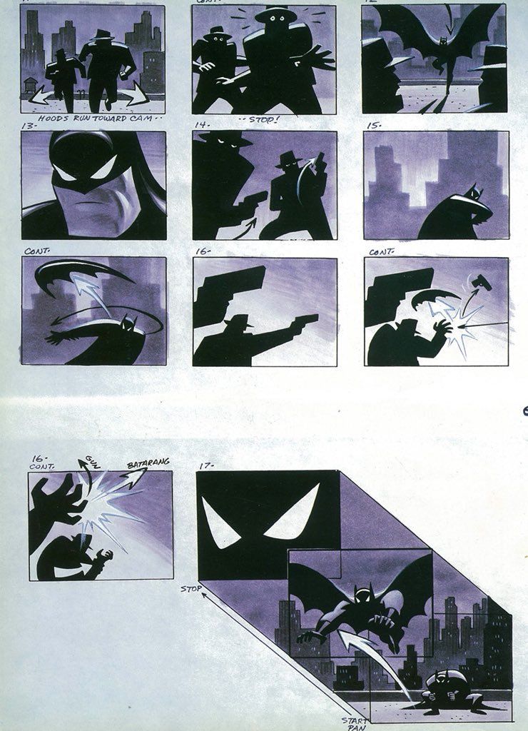 Batman: The Animated Series opening storyboard art by Bruce Timm | Scrolller
