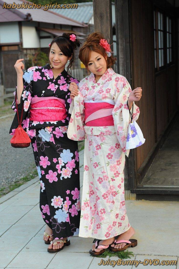 Beautiful Japanese girls Asami Nanase & Risa Shimizu strip kimono - mic | Scrolller