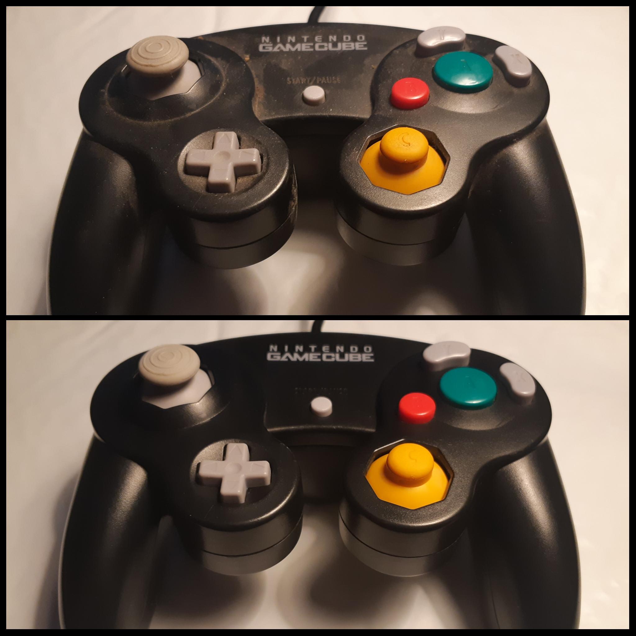 Before/After cleaning of controller that I bought today. | Scrolller