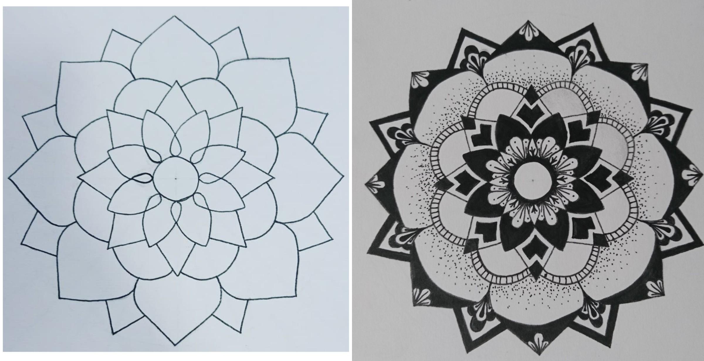 Before and after adding details. Hand drawn. | Scrolller