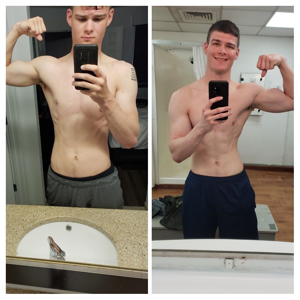 Before deployment till after. Happy to say I've made progress with mostly just calesthenics ...