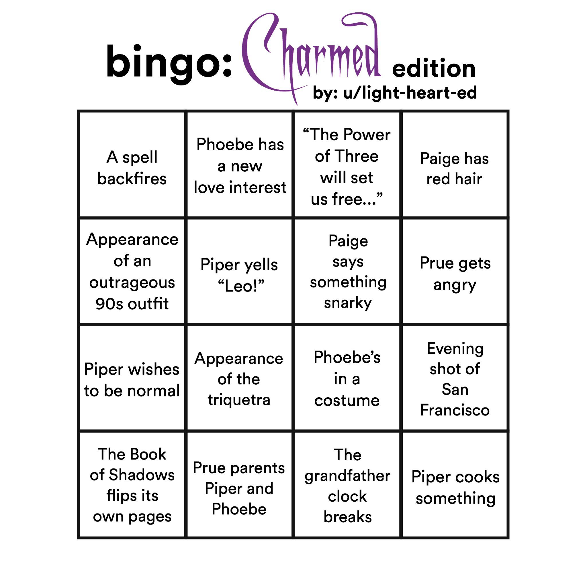 Bingo: Charmed Edition! | Scrolller