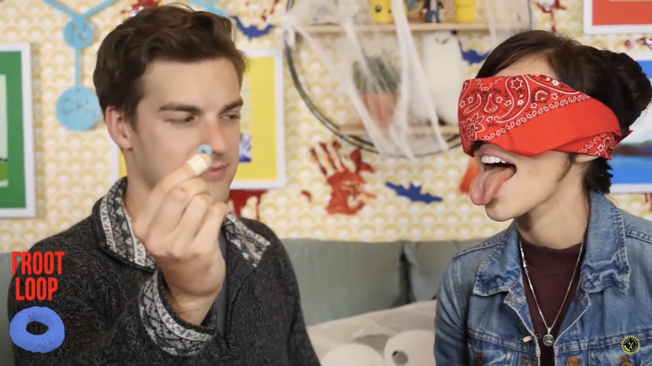 Blindfold on, tongue out | Scrolller