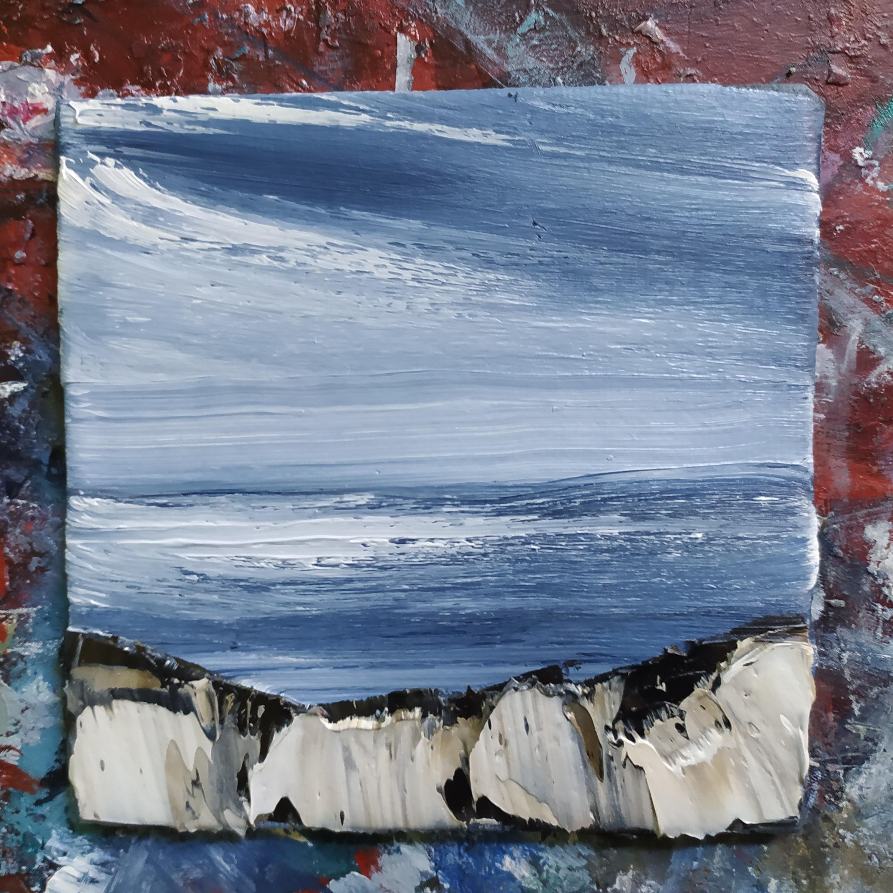 Blue escape - Oil painting - 10cm by 10cm canvas panel | Scrolller