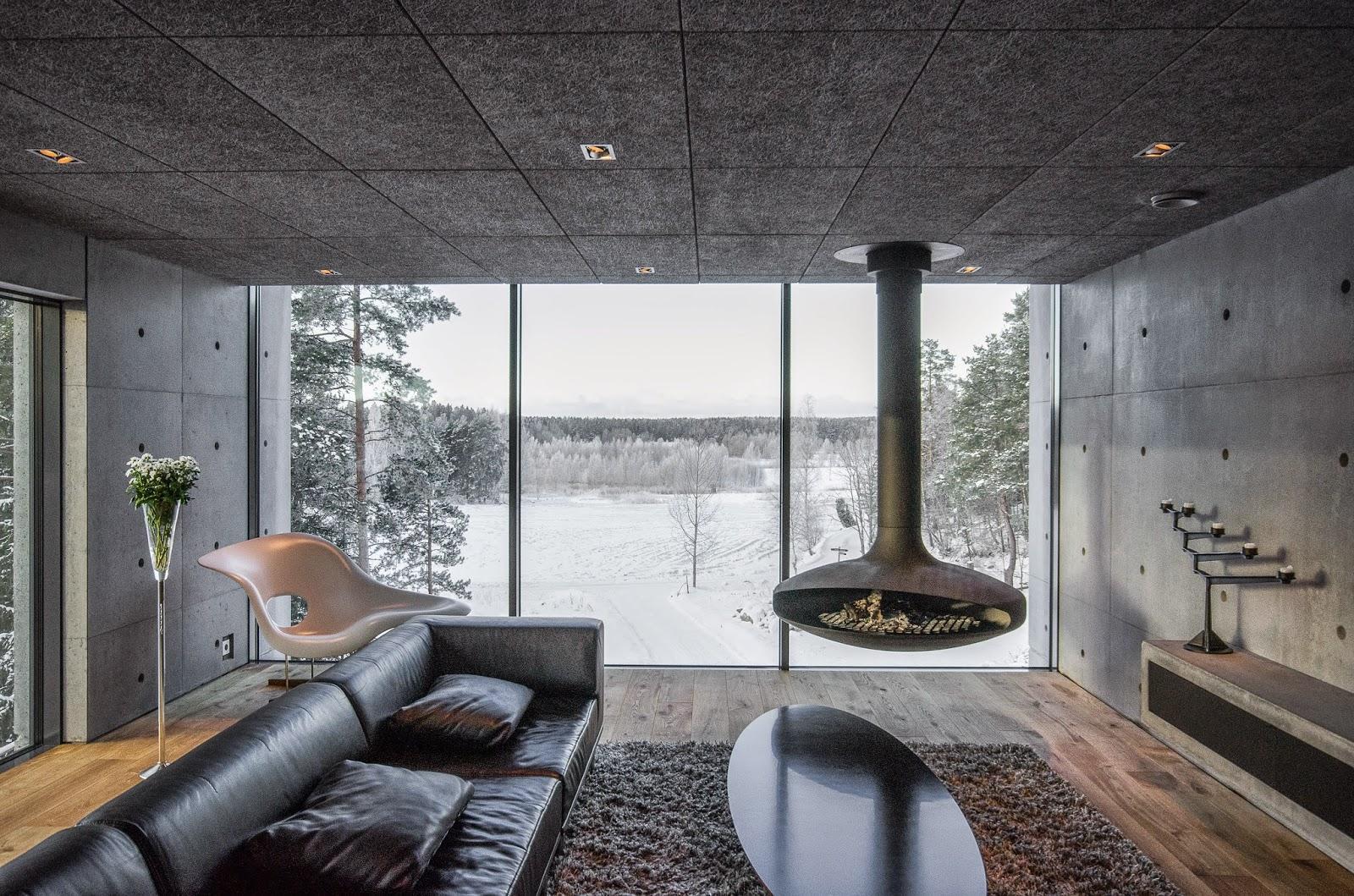 Brutalist living room, VillAma villa, Finland [1600x1059] | Scrolller