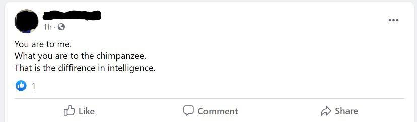 Buddy didn’t realize he called himself a chimpanzee... | Scrolller