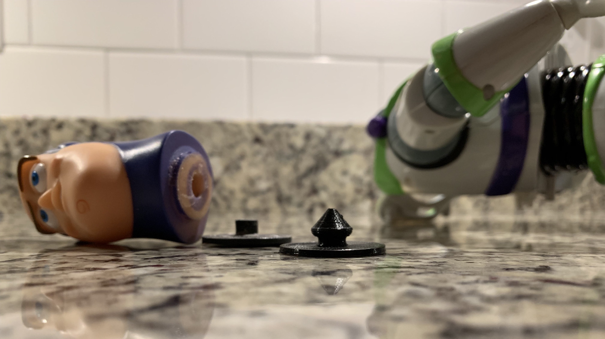 Buzz Lightyear kept losing his head, so I made him a ‘Buzz Plug’ to help keep it in place ...