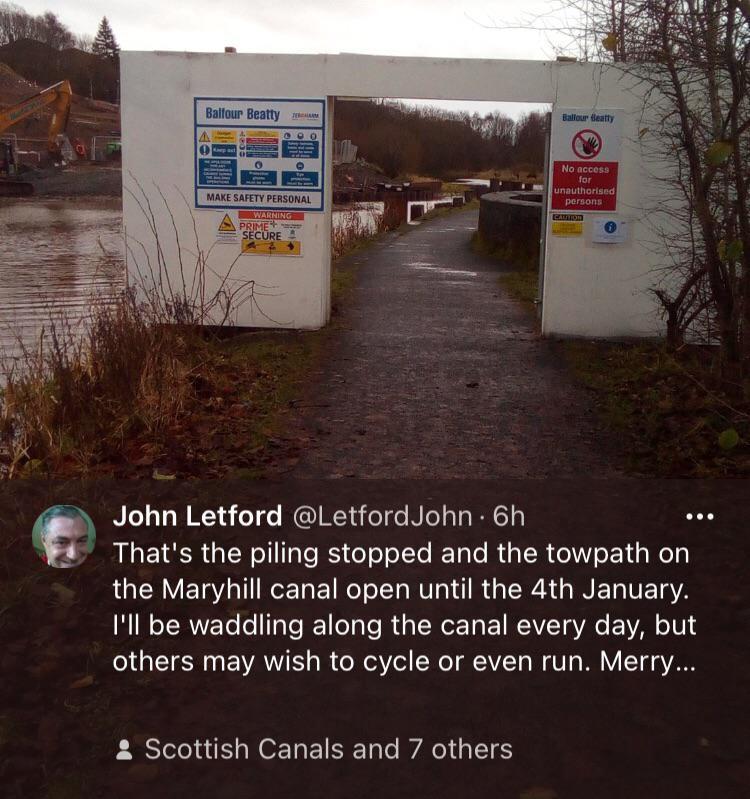 Canal towpath at Stockingfield Junction temporary reopening | Scrolller