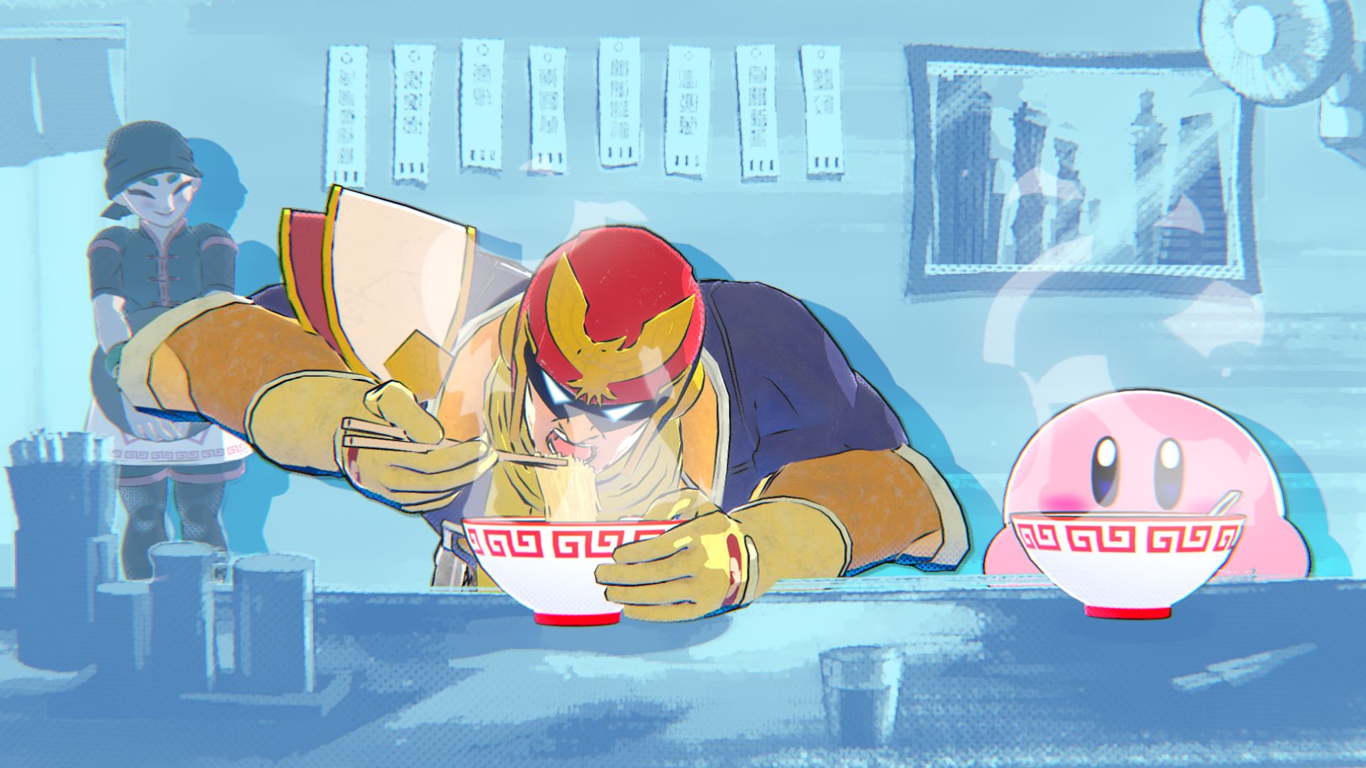 Captain Falcon and Kirby are now officially ramen buddies. | Scrolller