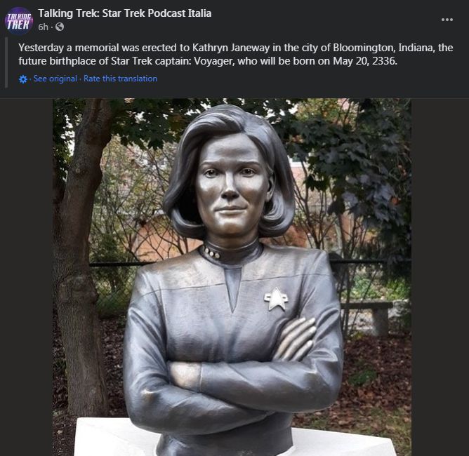 Captain Kathryn Janeway bust in the city of Bloomington, Indiana - her "future birthplace" (May ...