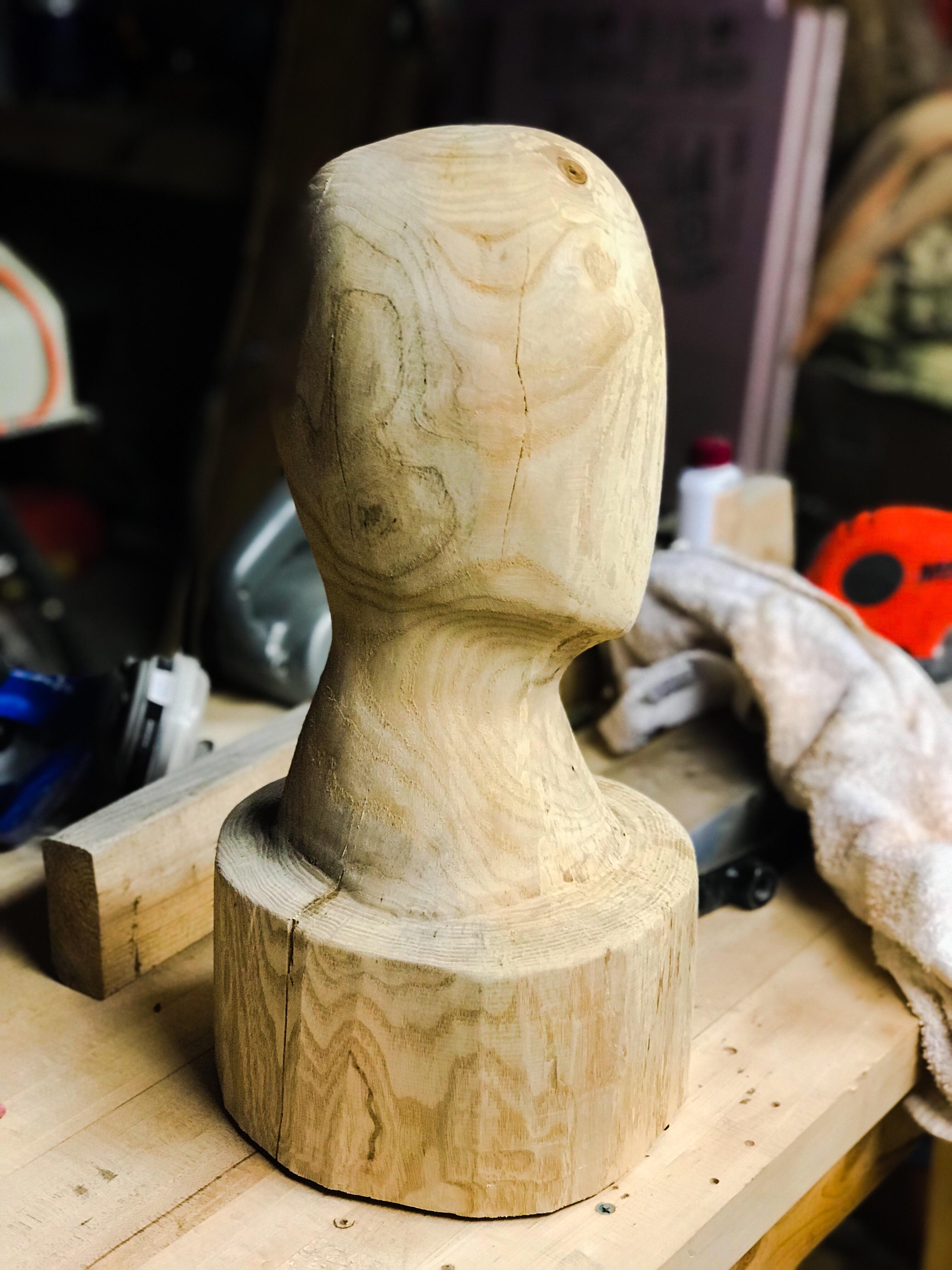 Carved a head out of white oak. | Scrolller