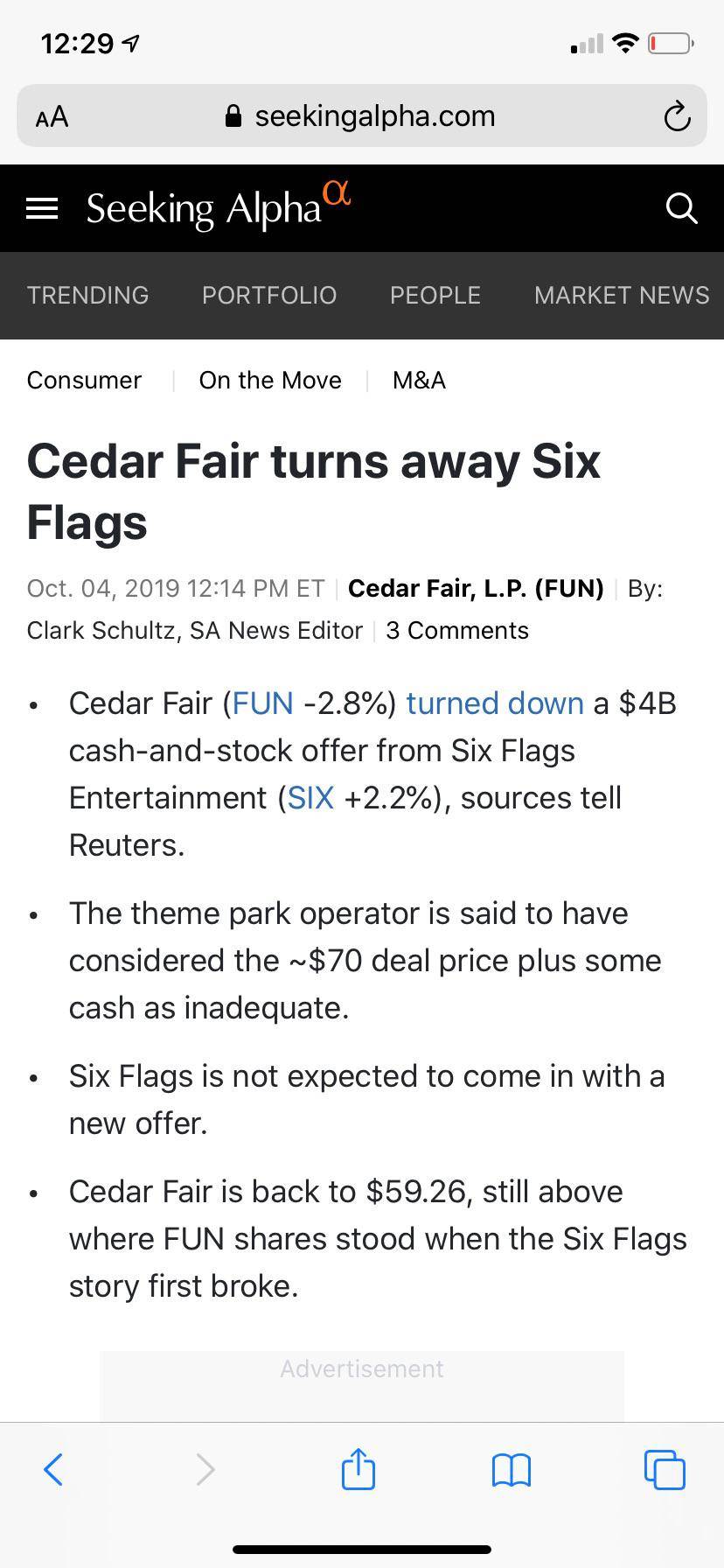 Cedar Fair turns away Six Flags after a $4B cash and stock offer. | Scrolller