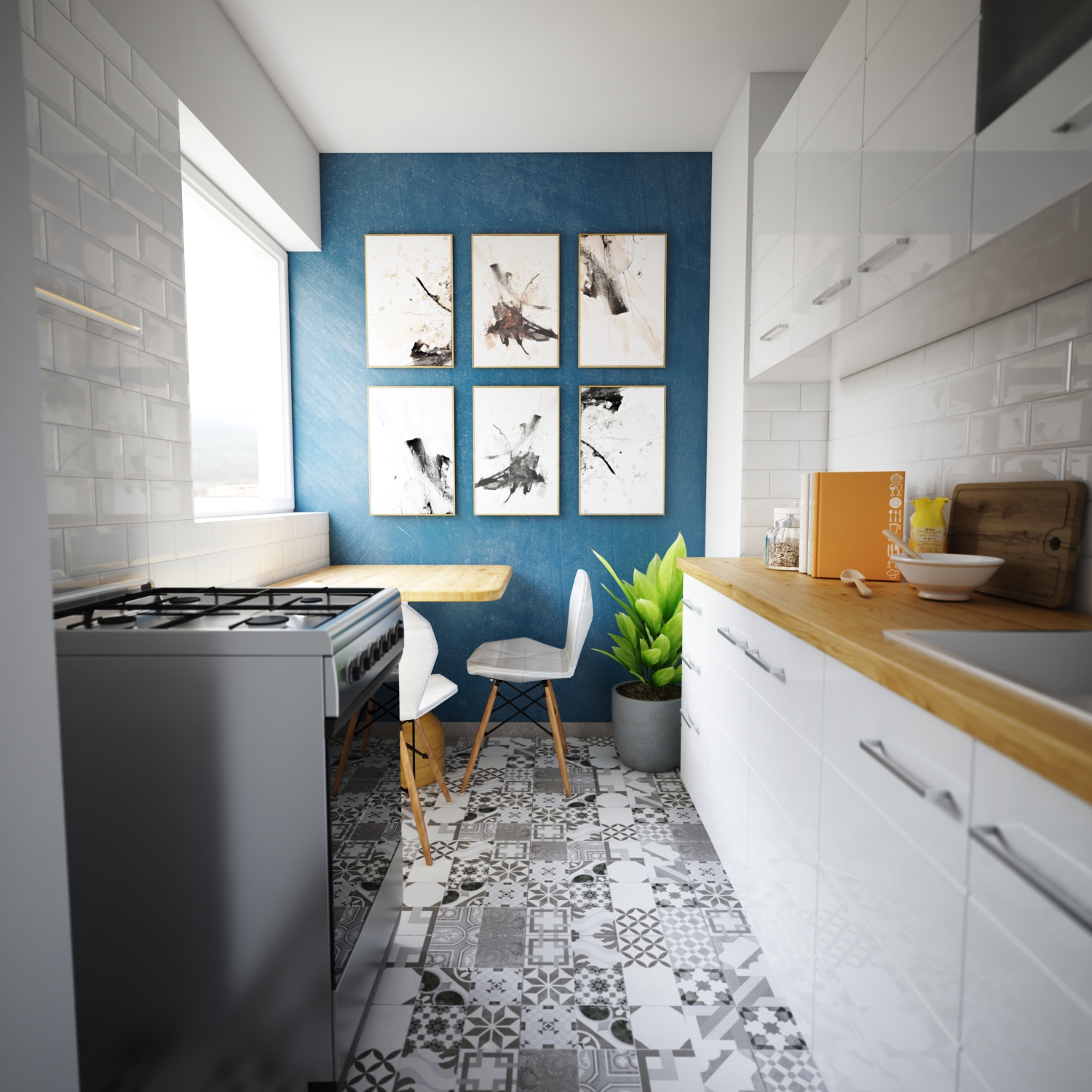 [CGI Render] Very small kitchen for a studio apartment on a VERY tight budget (for a fiend ...