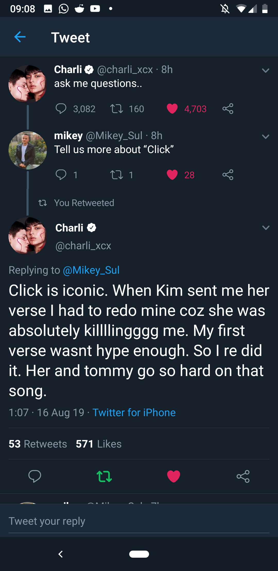Charli XCX talking about Kim's feature on Click | Scrolller