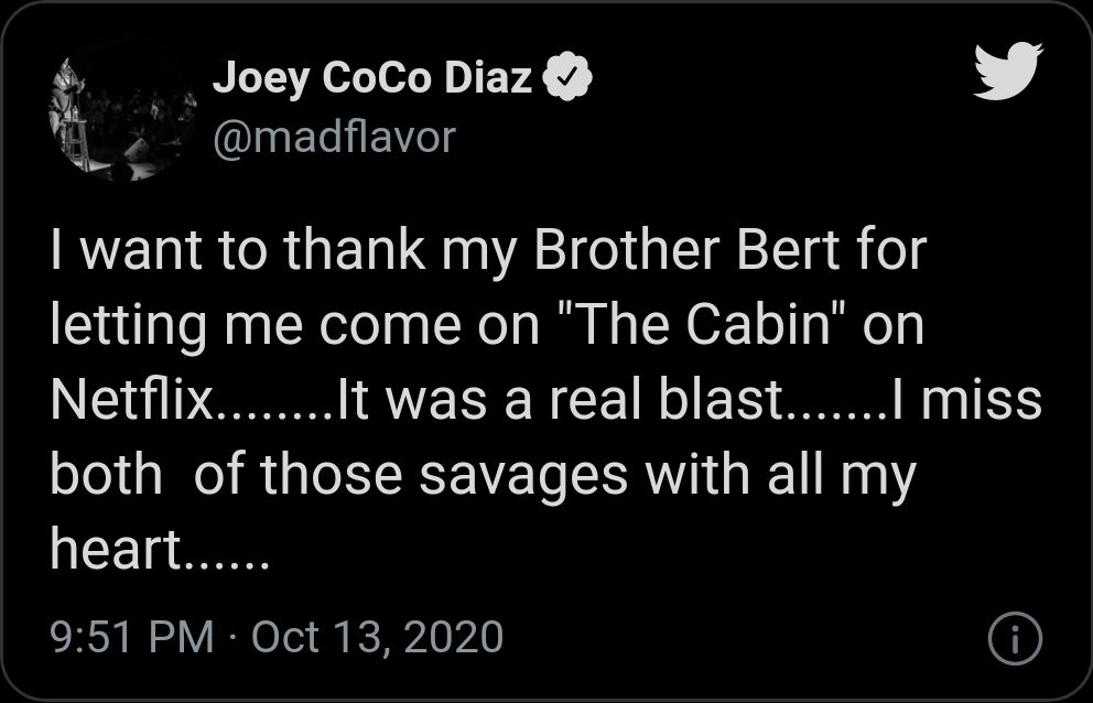 Check out Uncle Joey on The Cabin with Bert on Netflix. | Scrolller