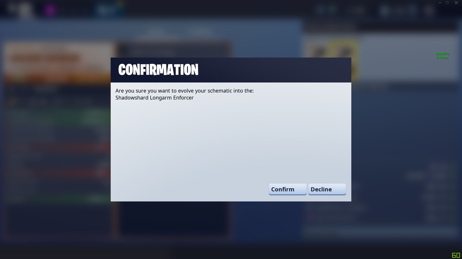 Confirmation Screen added for Obsidian/Shadowshard weapon upgrade. | Scrolller