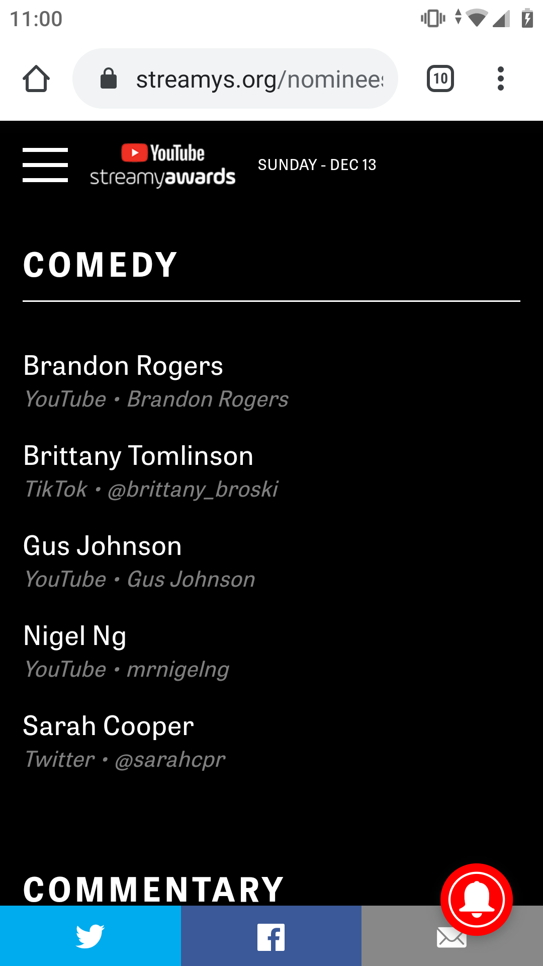 Congratulations to Nigel Ng for being nominated for the streamy in comedy. | Scrolller