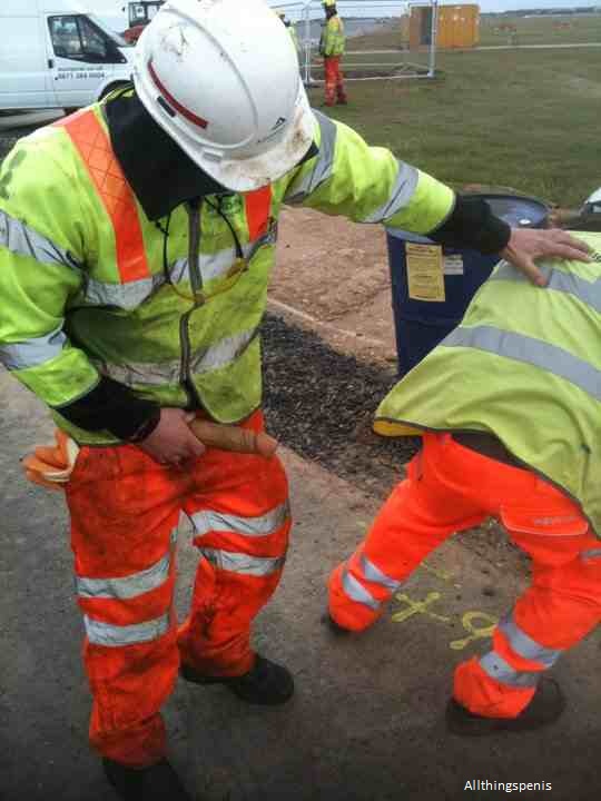 Construction workers having fun | Scrolller