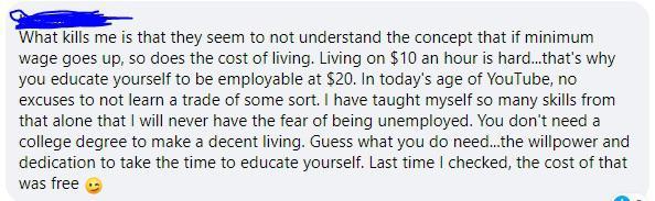 Cost of living goes up only if minimum wage does | Scrolller