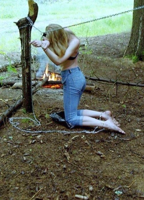 Cuffed Near the Campfire (x-post from /r/OutdoorBondage) | Scrolller
