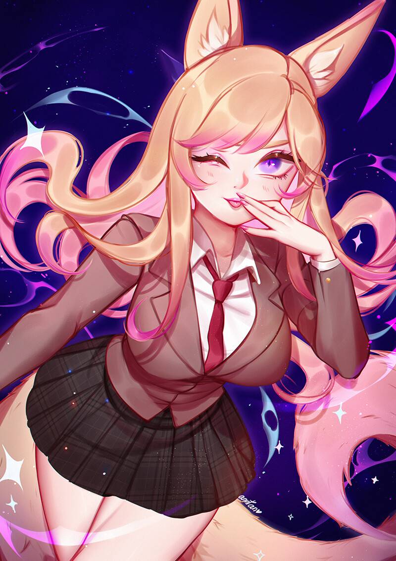 Daily Ahri Fanart #750 - A Selfie by the Stars | Scrolller