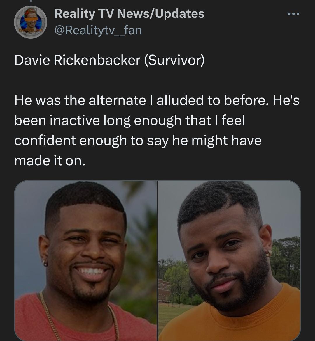 Davie Rickenbacker potentially cast in the Traitors Season 3 | Scrolller