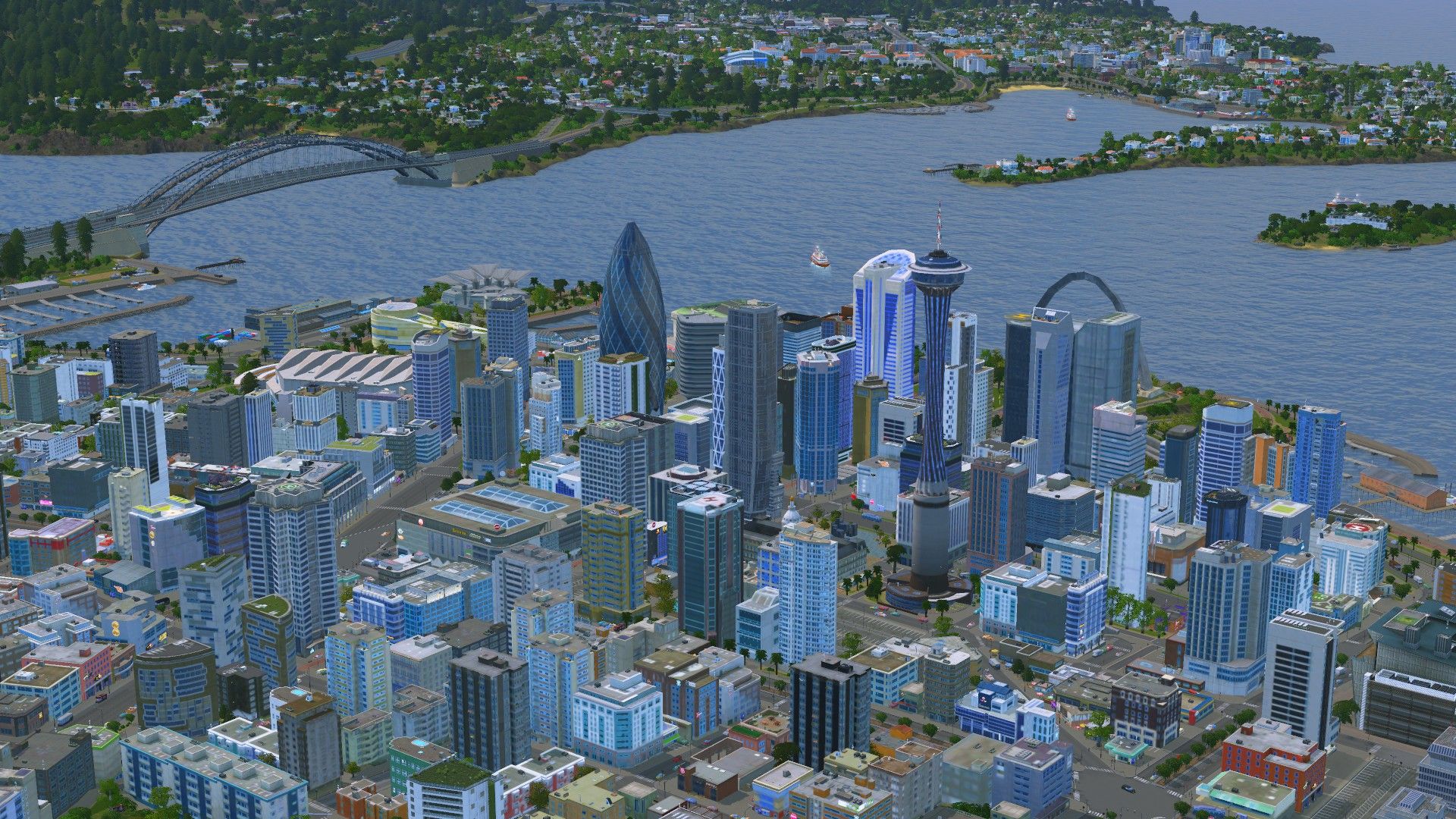 Downtown and cross-bay suburbs. Only vanilla assets. | Scrolller