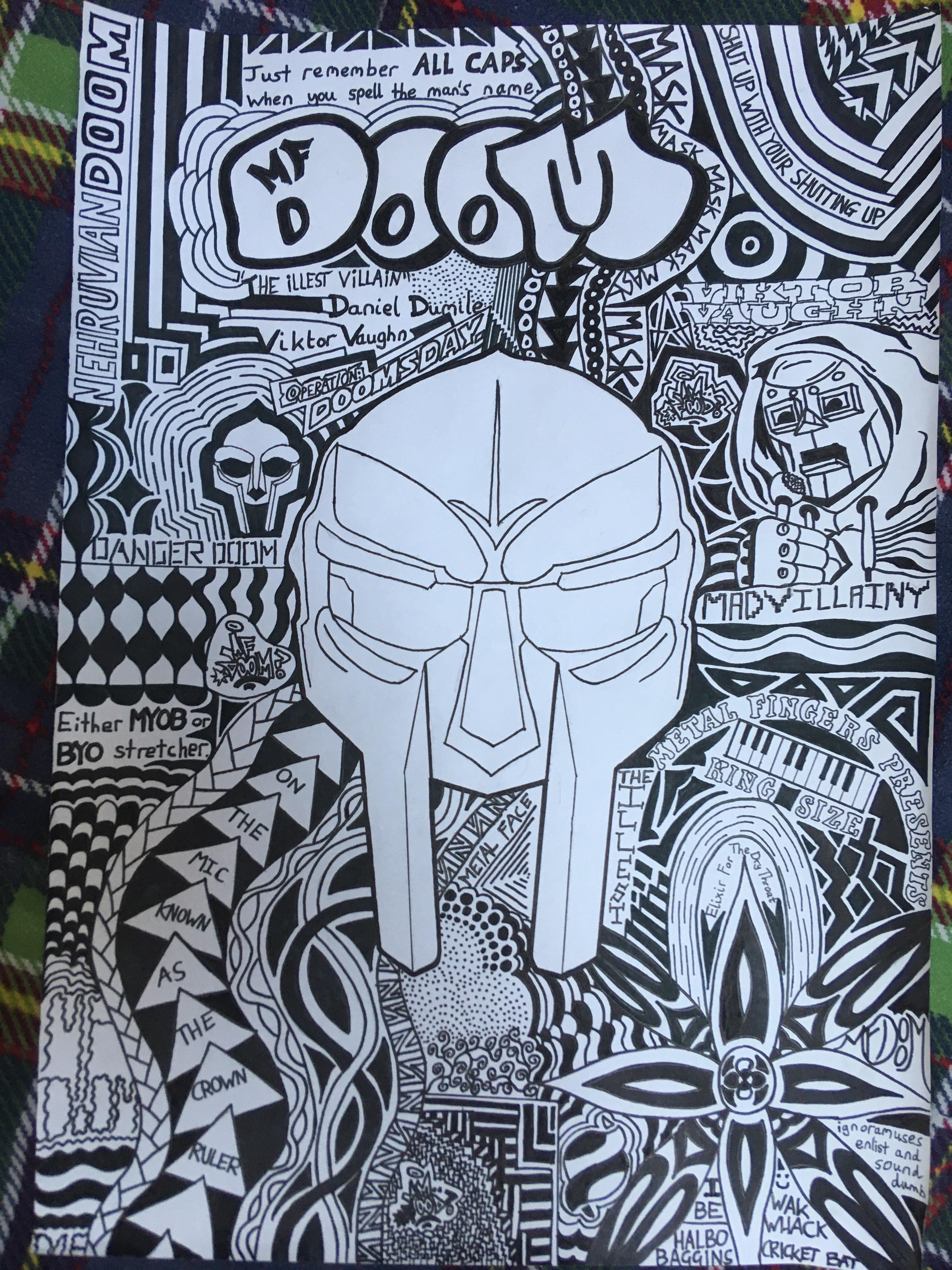 Drew a tribute to my favourite Metal Faced villain; MF DOOM | Scrolller