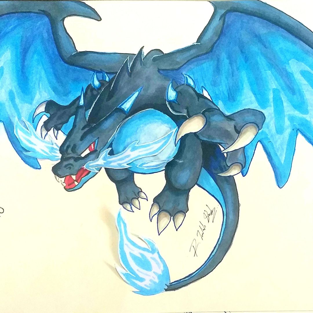Drew Mega Charizard X. My favourite Pokémon, DM me for commissions. | Scrolller