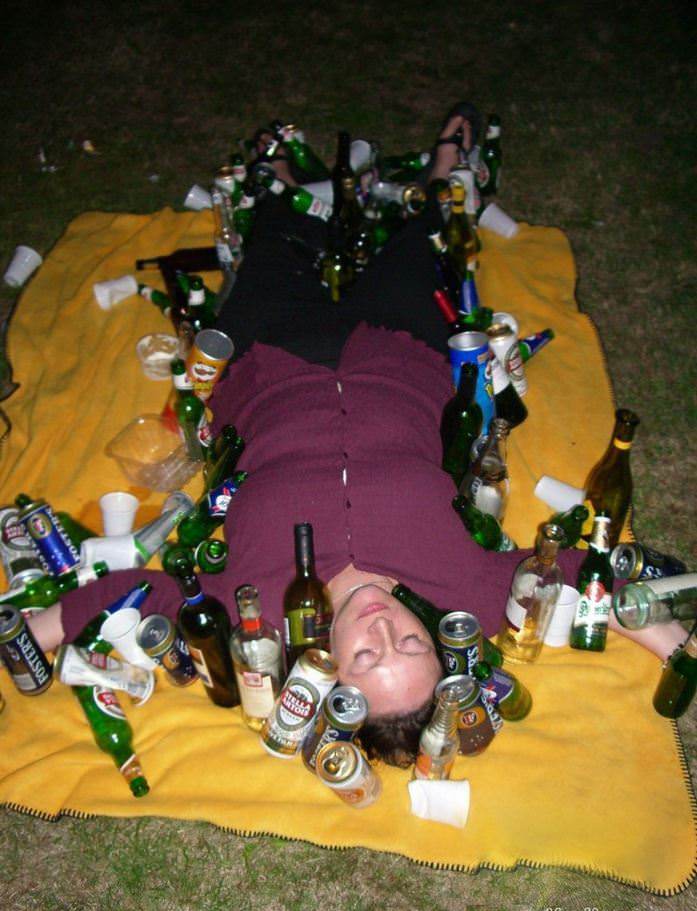 Drunk woman in bottles | Scrolller