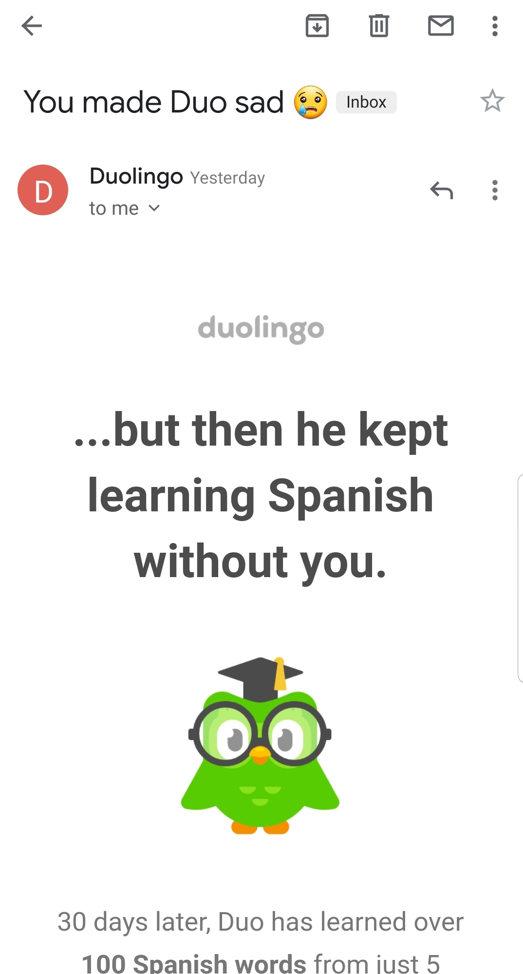 Duolingo trying to guilt trip me | Scrolller