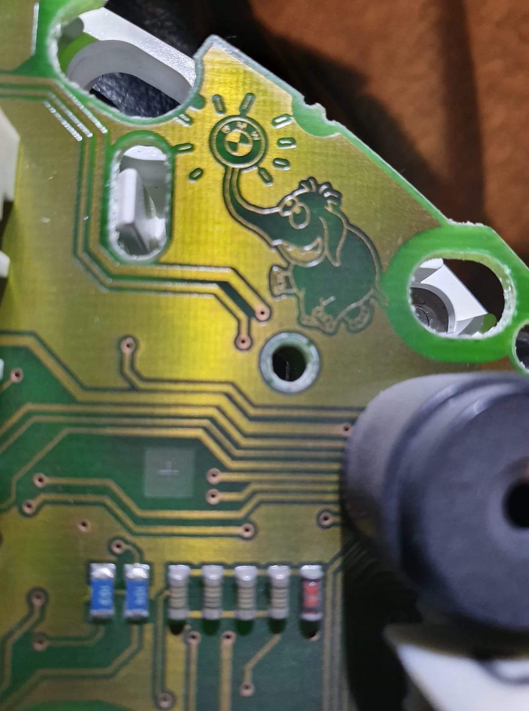 Elephant etched onto BMW dash circuit board | Scrolller