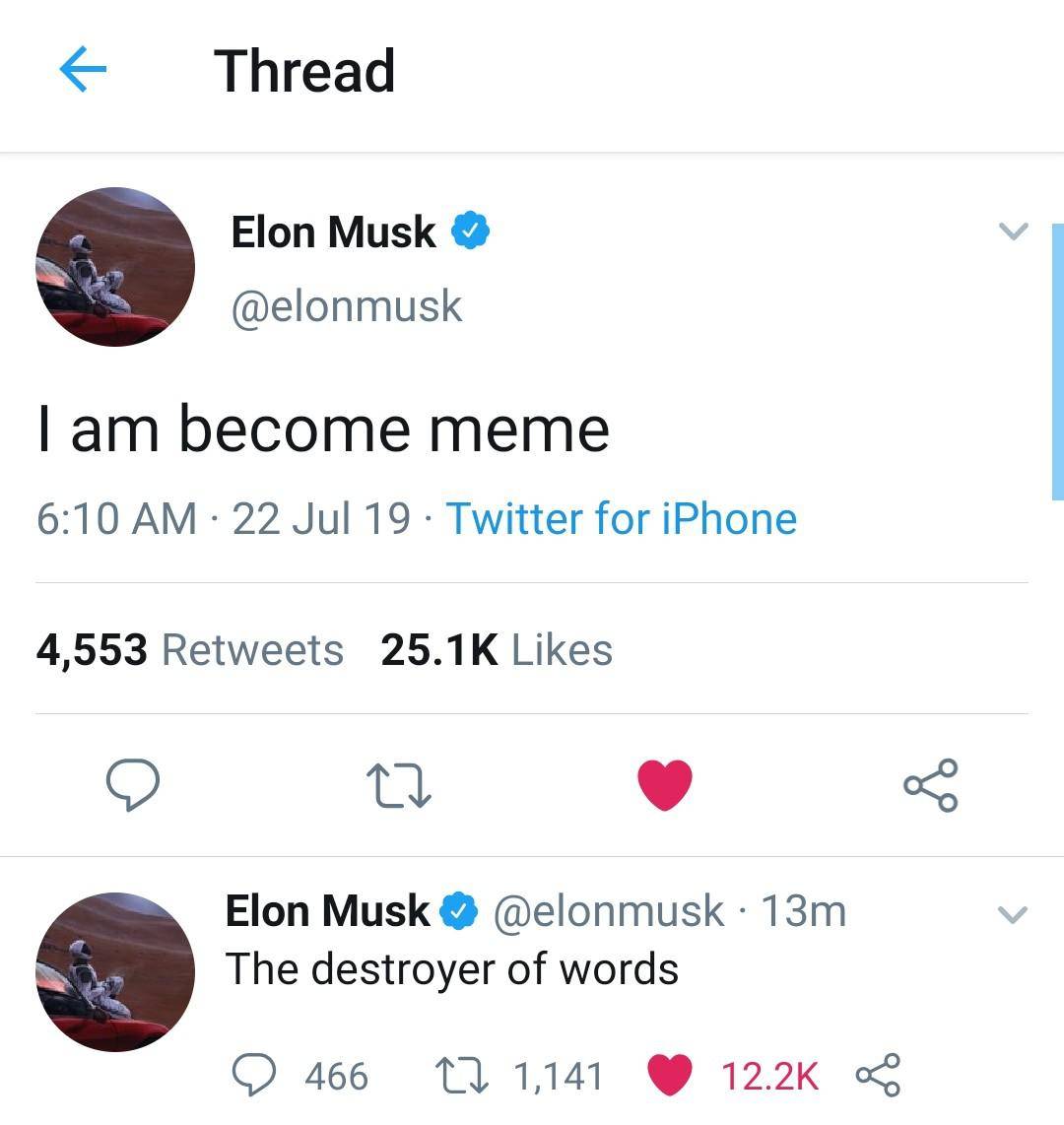 Elon has evolved beyond his physical form and became meme | Scrolller