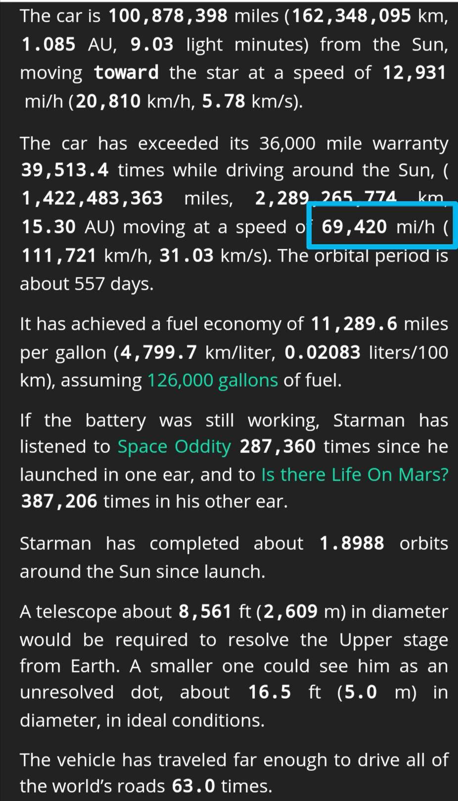 Elons roadster is traveling at a pretty nice speed. | Scrolller