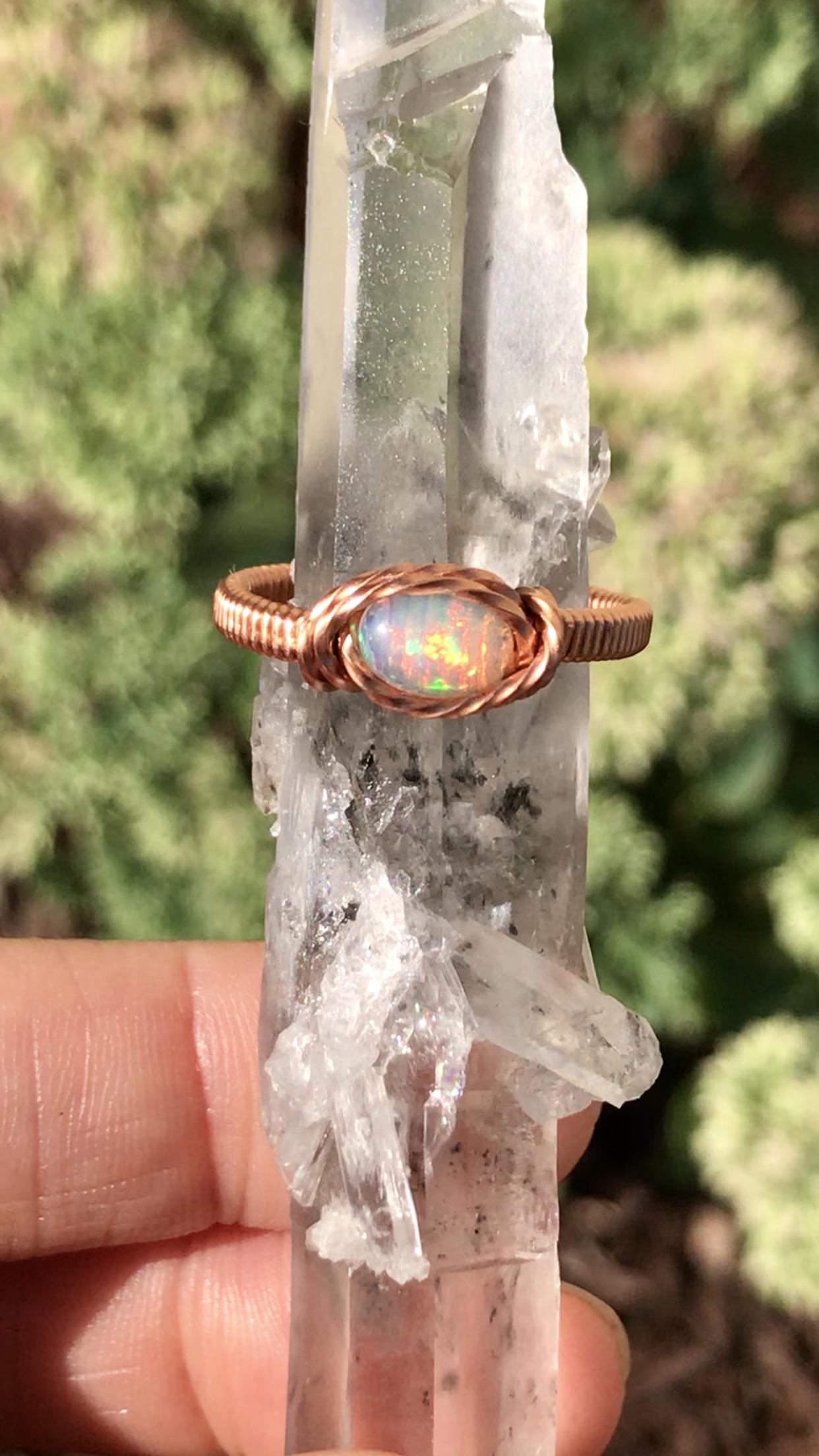 Ethiopian Opal Wire Wrapped Ring | Scrolller