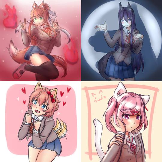 Every DDLC girl as kemonomimi! | Scrolller