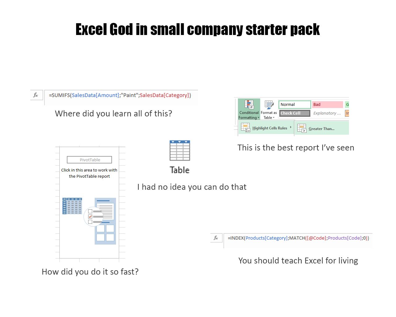 Excel God in small company starter pack | Scrolller