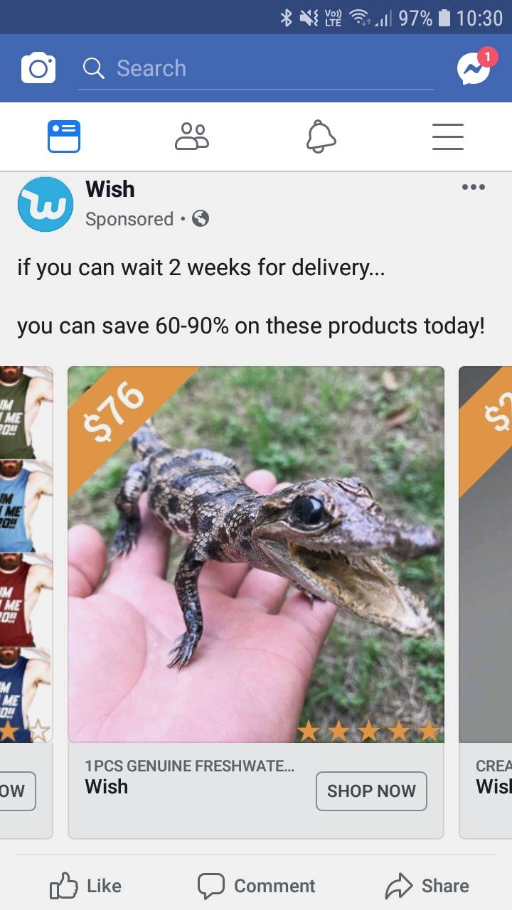 Exotic animals? Wish is on the threshold to being a dark net market. | Scrolller