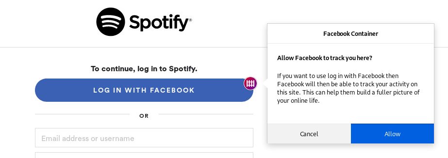 Facebook Container now warns users when logging in via Spotify | Scrolller
