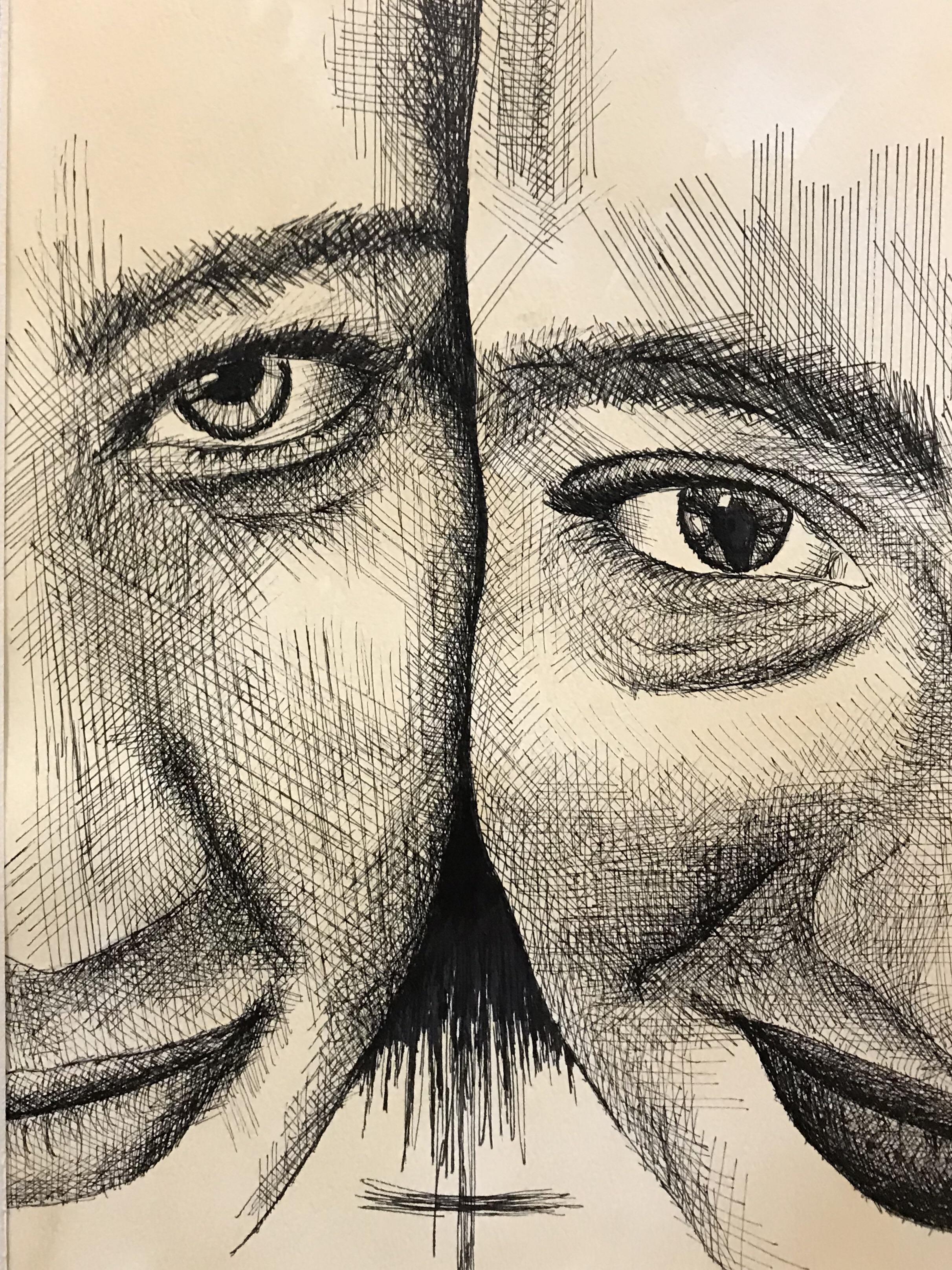 Faces, Me, Pen and Ink, 2018 | Scrolller