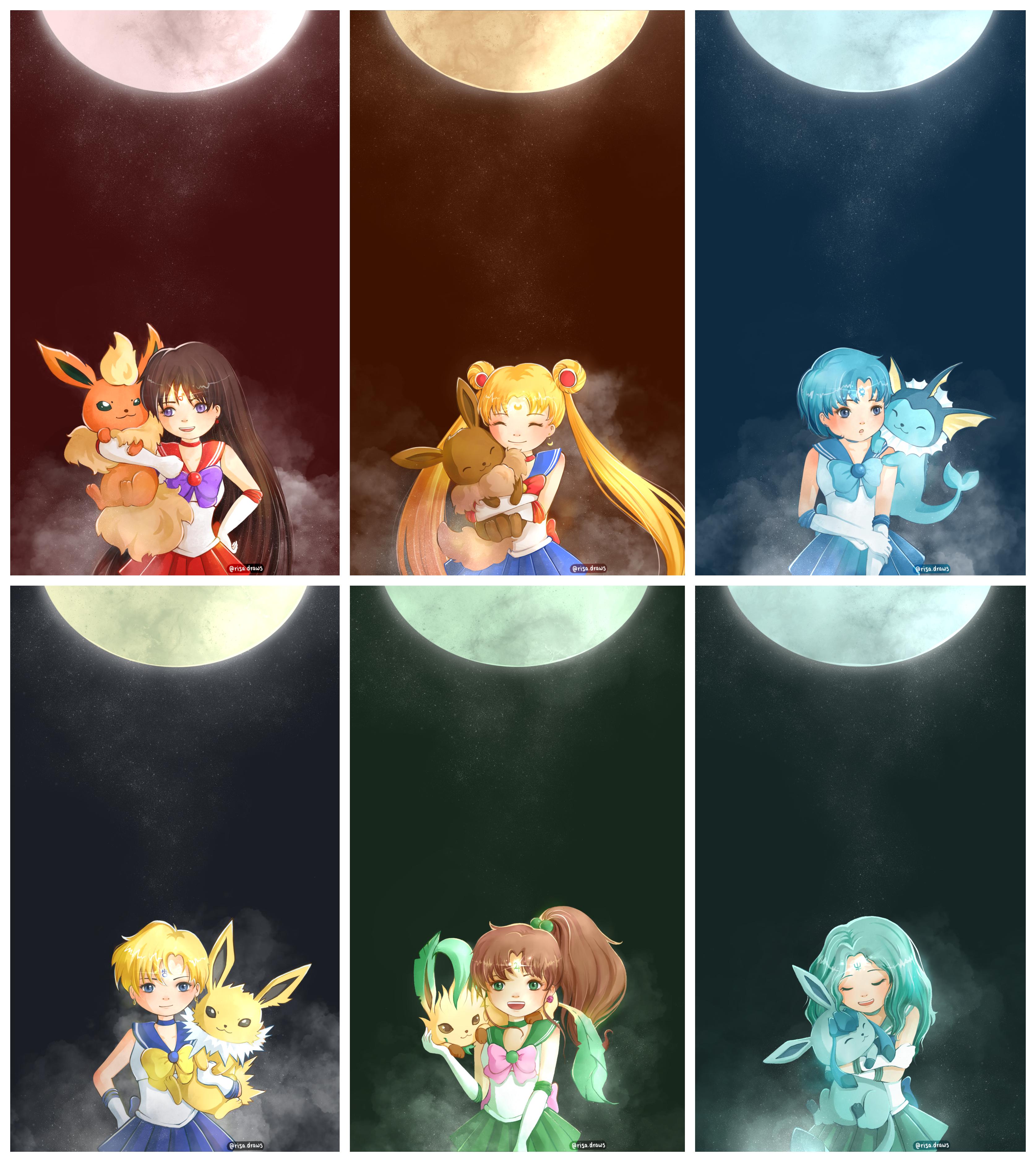 [fanart] Sailor Scouts + Eeveelutions update | Scrolller