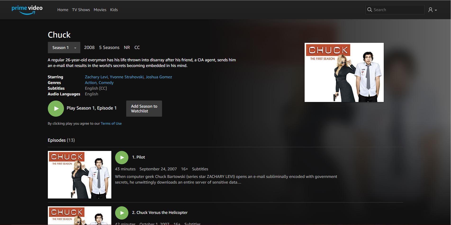 Finally, got Chuck on Amazon Prime! | Scrolller