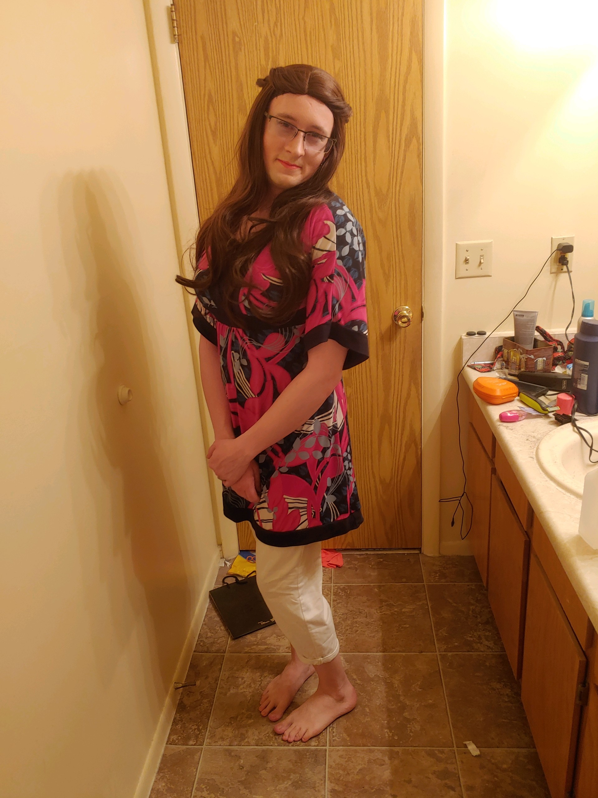 First time fully dressed with makeup (done by wife) | Scrolller