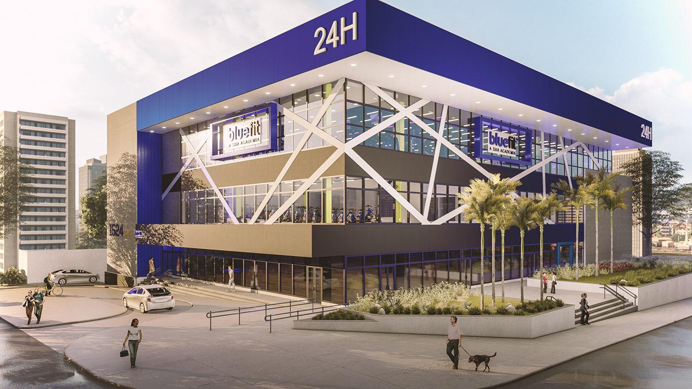 Fitness center - exterior and interior render | Scrolller