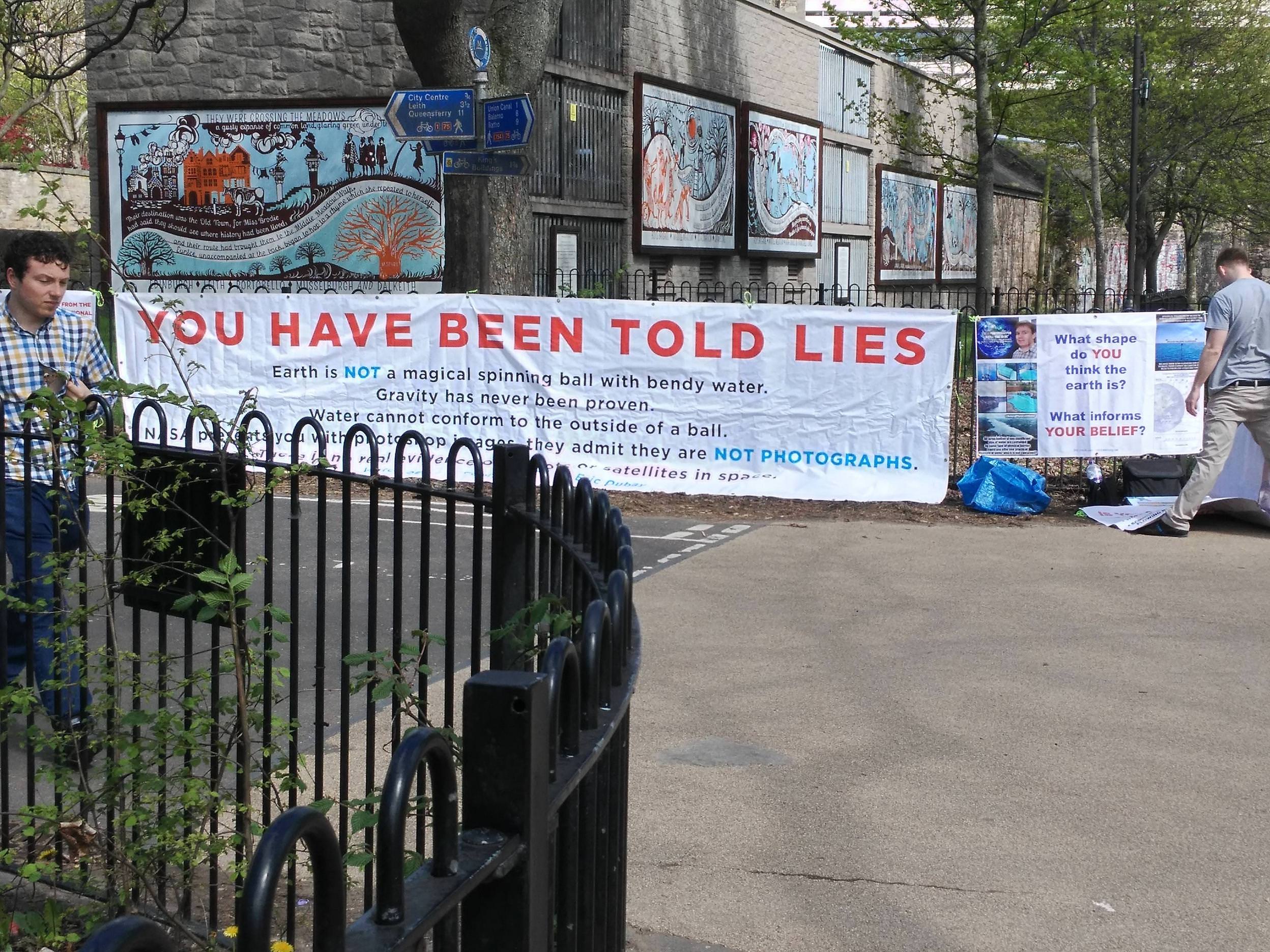 Flat Earthers just down the road from Edinburgh Uni. | Scrolller