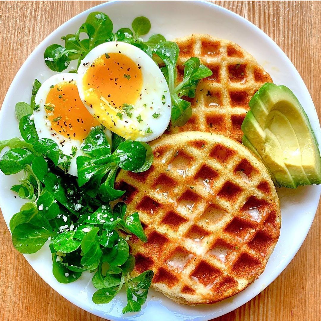 Fluffy Coconut Flour Waffles + Egg + Mache + Avocado | Scrolller