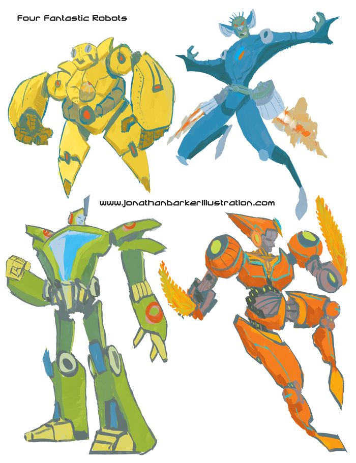 Four Robot Illustrations I made. | Scrolller