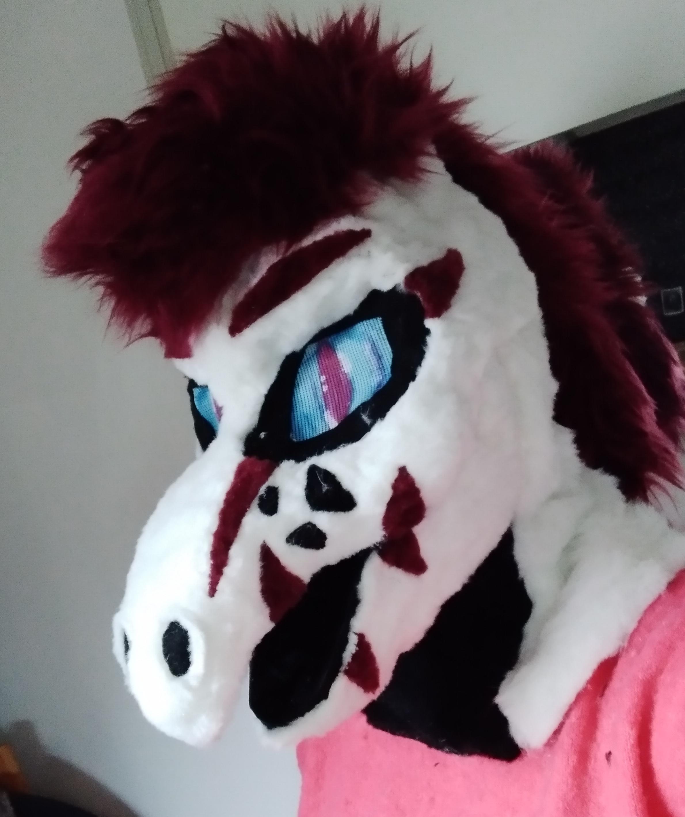 Fursuit head for my lizard sona Ruby almost finished! Just gotta do some last details | Scrolller